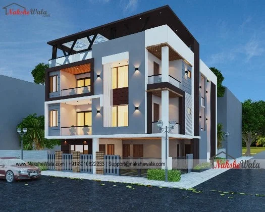 55*40 sqft Triple Storey Home Elevation |55*40 sqft East Facing Triplex ... 55*40 sqft Triple Storey Home Elevation |55*40 sqft East Facing Triplex ...